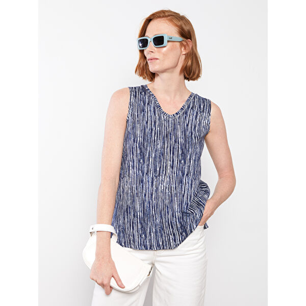 LCW GRACE V Yaka Desenli Pamuklu Kadın Atlet