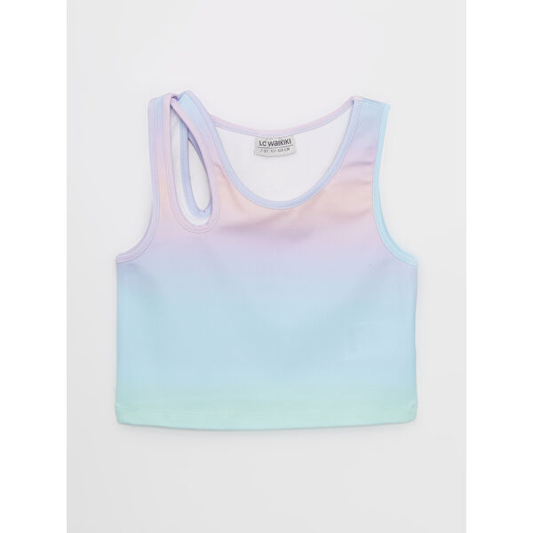 Bisiklet Yaka Batik Desenli Kız Çocuk Crop Atlet Bisiklet Yaka Batik Desenli Kız Çocuk Crop Atlet