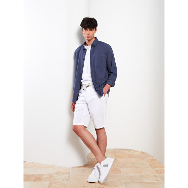 Slim Fit Kemerli Erkek Şort Slim Fit Kemerli Erkek Şort