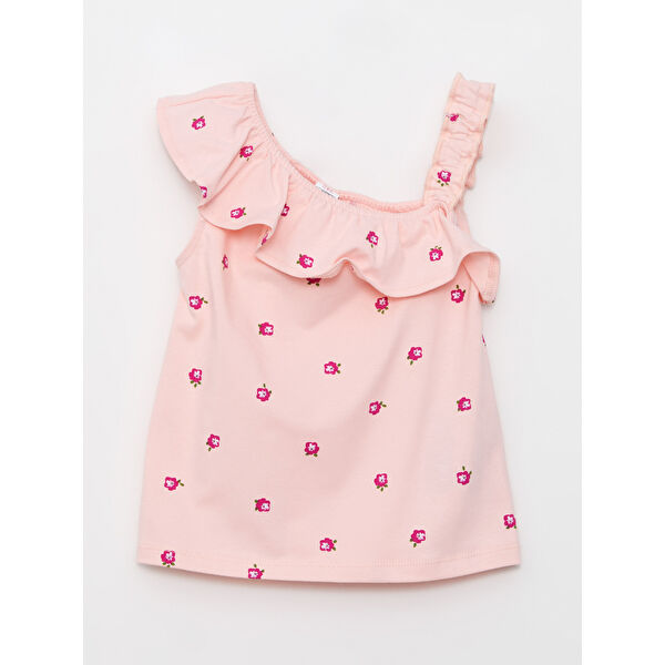 Askılı Kare Yaka Baskılı Kız Bebek Atlet