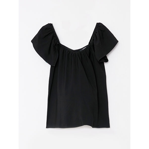 Kalp Yaka Düz Kısa Kollu Hamile Bluz