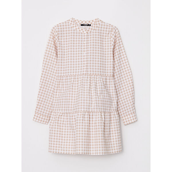 Hakim Yaka Ekose Uzun Kollu Poplin Hamile Tunik