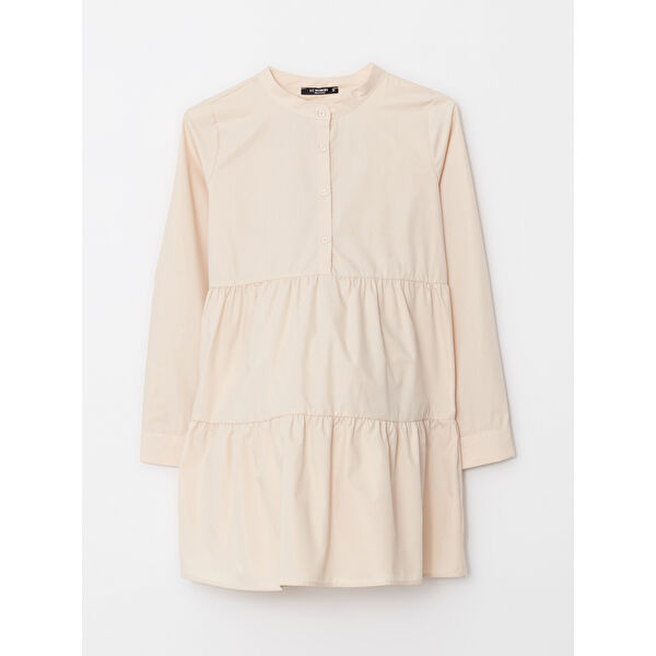 Hakim Yaka Düz Uzun Kollu Poplin Hamile Tunik