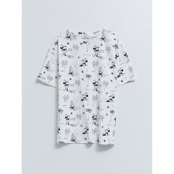 LCW CASUAL Bisiklet Yaka Minnie Mouse Desenli Pamuklu Kısa Kollu Kadın Tişört