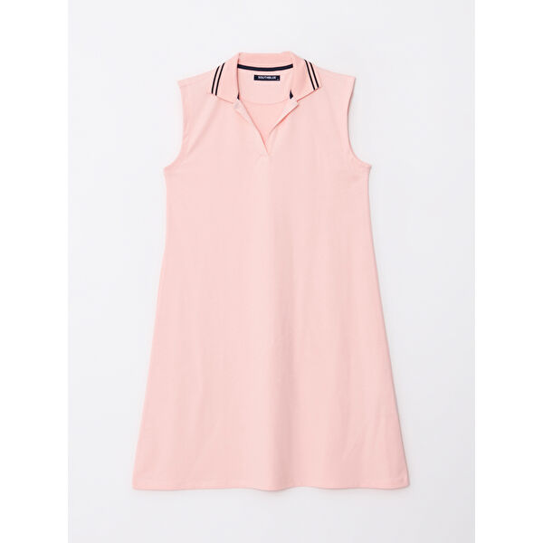 Polo Yaka Düz Kolsuz Kadın Elbise