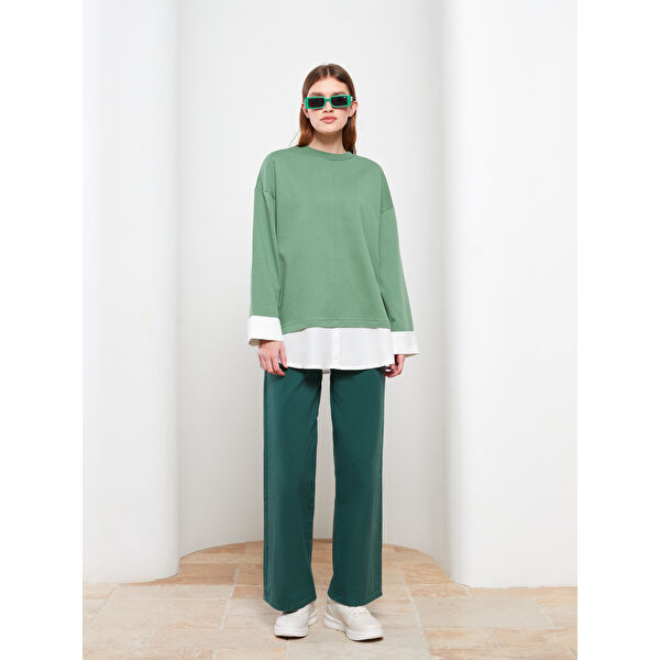 MODEST Bisiklet Yaka Renk Bloklu Uzun Kollu Kadın Tunik