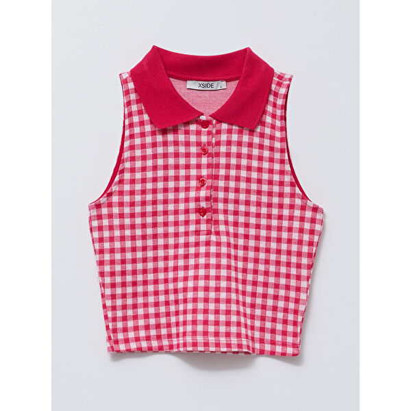XSIDE Polo Yaka Ekose Crop Kadın Atlet XSIDE Polo Yaka Ekose Crop Kadın Atlet