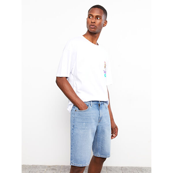 Standart Kalıp Erkek Jean Şort