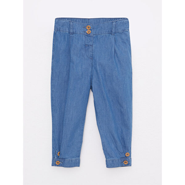 Beli Lastikli Basic Pamuklu Kız Bebek Jean Pantolon Beli Lastikli Basic Pamuklu Kız Bebek Jean Pantolon