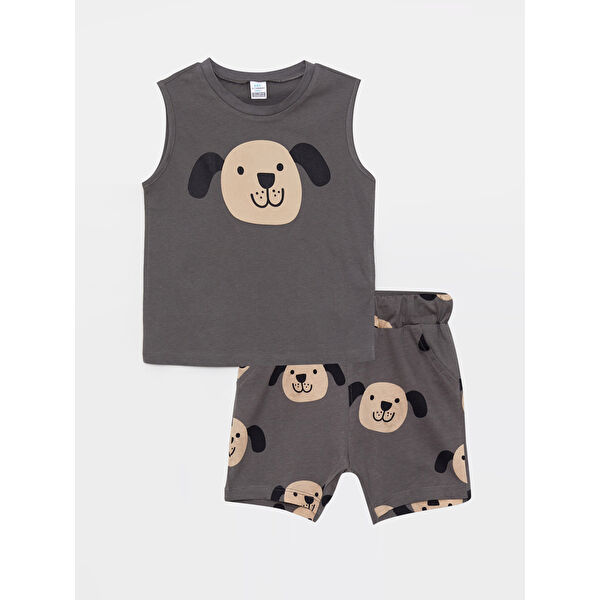 Bisiklet Yaka Baskılı Pamuklu Erkek Bebek Atlet ve Şort 2'li Takım Bisiklet Yaka Baskılı Pamuklu Erkek Bebek Atlet ve Şort 2'li Takım