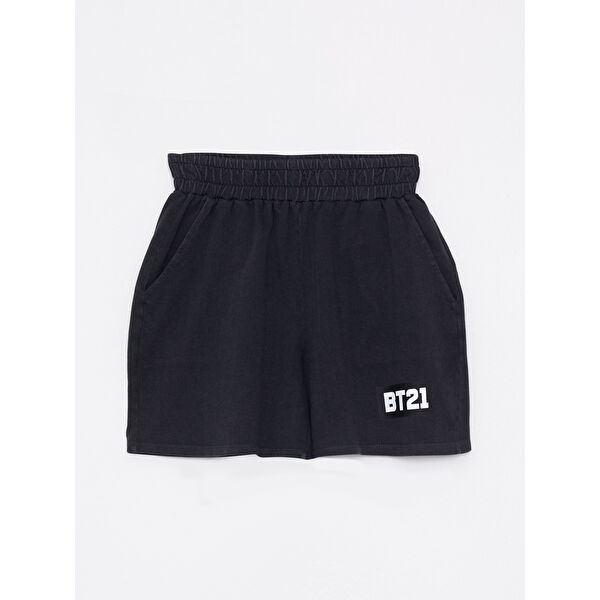 LCW CASUAL Beli Lastikli BT21 Baskılı Kadın Bermuda Şort