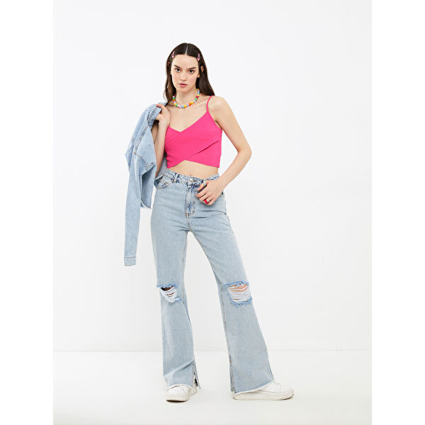 XSIDE V Yaka Düz Kadın Crop Triko Atlet XSIDE V Yaka Düz Kadın Crop Triko Atlet