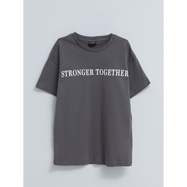 Bisiklet Yaka Yazı Baskılı Pamuklu Erkek Çocuk Tişört