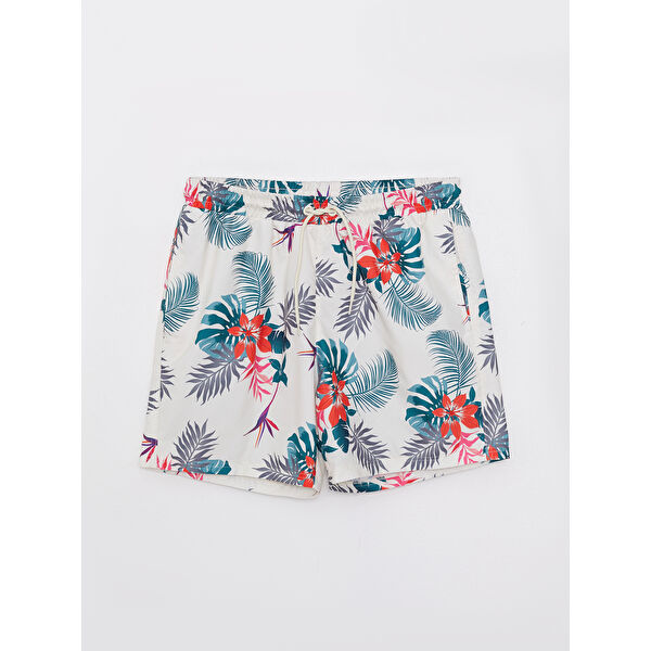 Kısa Boy Desenli Erkek Deniz Şortu