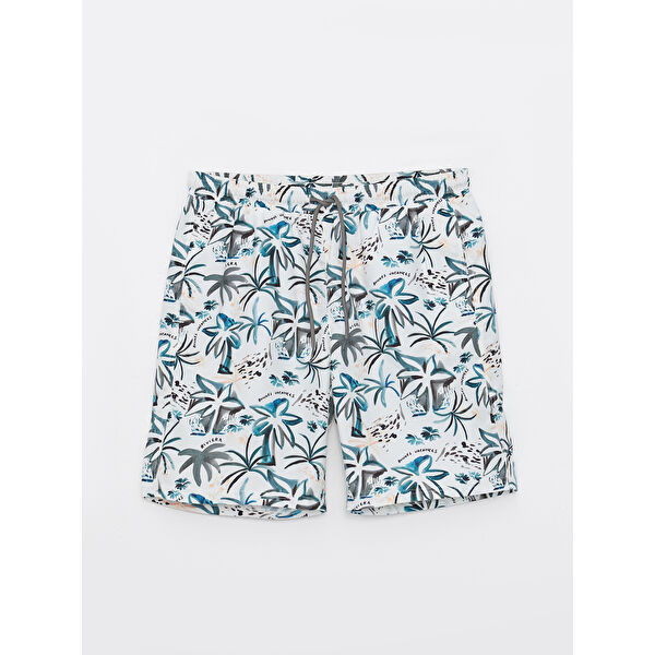 Diz Hizası Boy Desenli Erkek Deniz Şortu