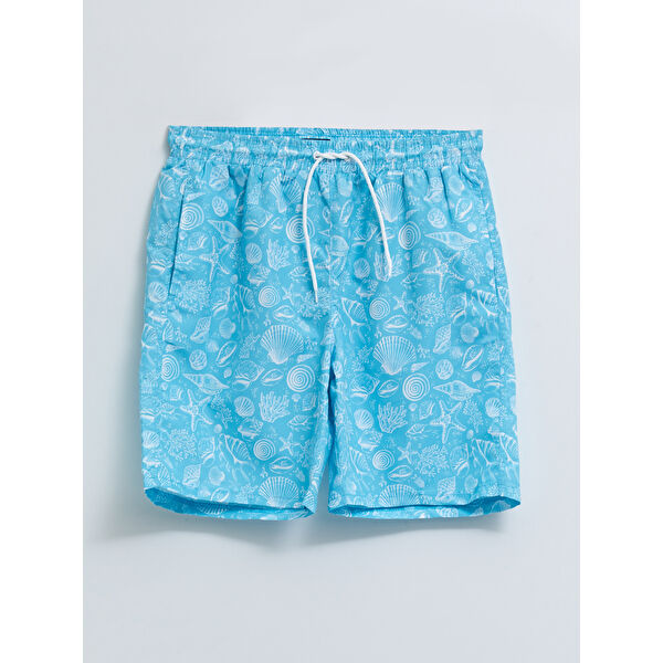 Kısa Boy Desenli Erkek Deniz Şortu