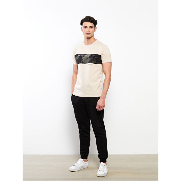 Bisiklet Yaka Kısa Kollu Baskılı Penye Erkek Tişört