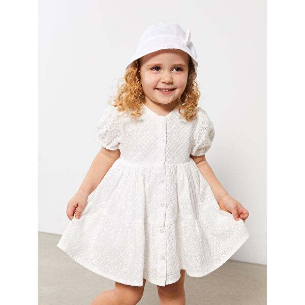 Bisiklet Yaka Kısa Kollu Kız Bebek Elbise Anne - Kız Kombini