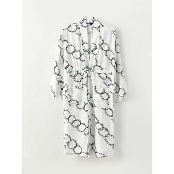 MODEST Şal Yaka Desenli Uzun Kollu Kadın Kimono