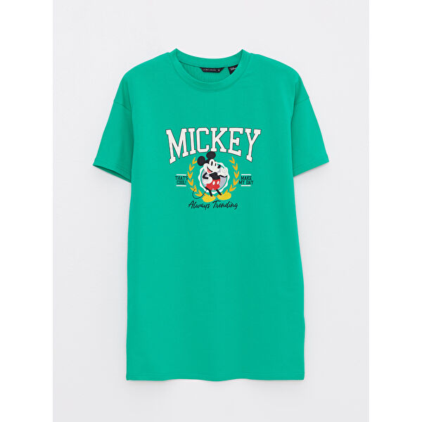 LCW CASUAL Bisiklet Yaka Mickey Mouse Baskılı Kısa Kollu Kadın Elbise