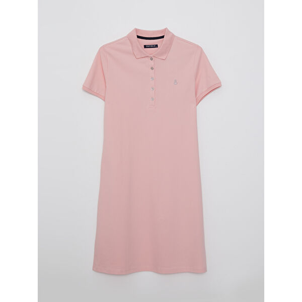 SOUTHBLUE Polo Yaka Nakışlı Kısa Kollu Pamuklu Kadın Elbise