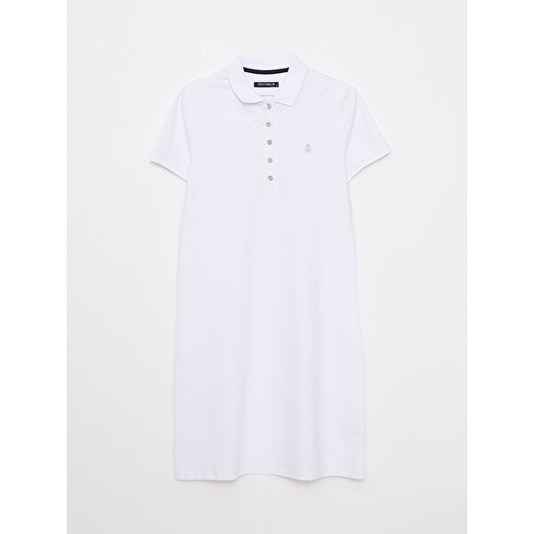 SOUTHBLUE Polo Yaka Nakışlı Kısa Kollu Pamuklu Kadın Elbise