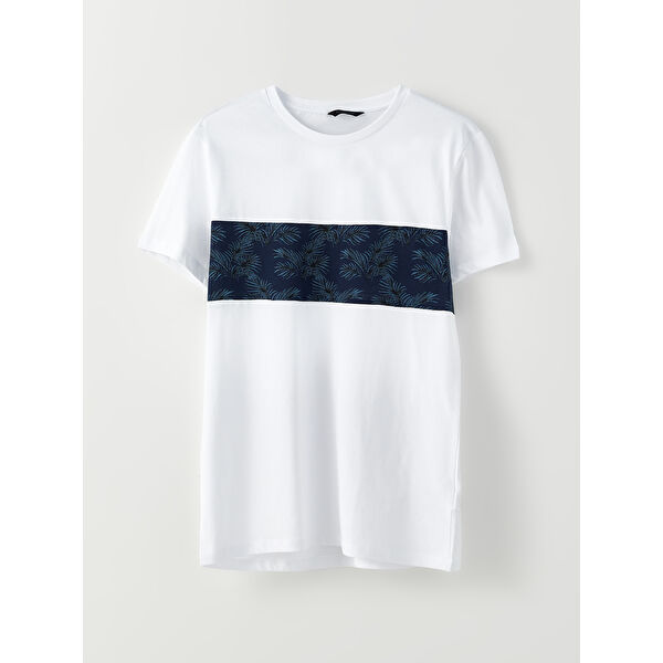 LCW CASUAL Bisiklet Yaka Kısa Kollu Desenli Penye Erkek Tişört