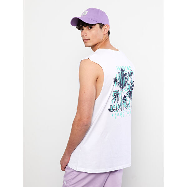 Bisiklet Yaka Kolsuz Baskılı Erkek Atlet