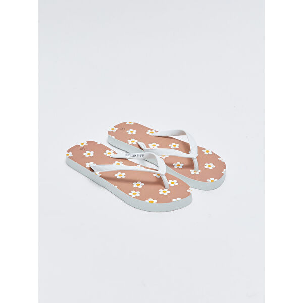Baskılı Parmak Arası Kadın Plaj Terliği