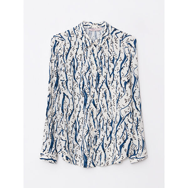 LCW GRACE Önden Düğme Kapamalı Desenli Uzun Kollu Viskon Kadın Gömlek