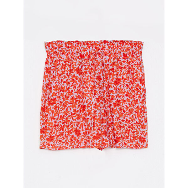 LCW CASUAL Beli Lastikli Çiçekli Viskon Kadın Bermuda Şort