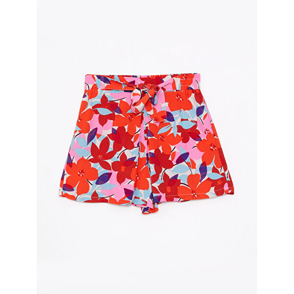 LCW CASUAL Beli Lastikli Desenli Viskon Kadın Şort