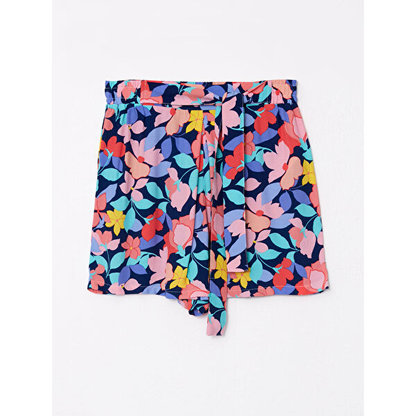 LCW CASUAL Beli Lastikli Desenli Viskon Kadın Şort