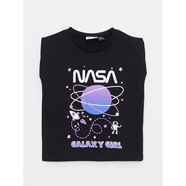 Bisiklet Yaka Nasa Baskılı Kız Çocuk Atlet