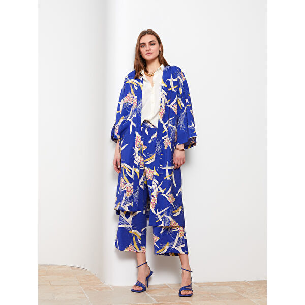 LCW VISION Şal Yaka Çiçekli Bağlama Detaylı Kadın Kimono