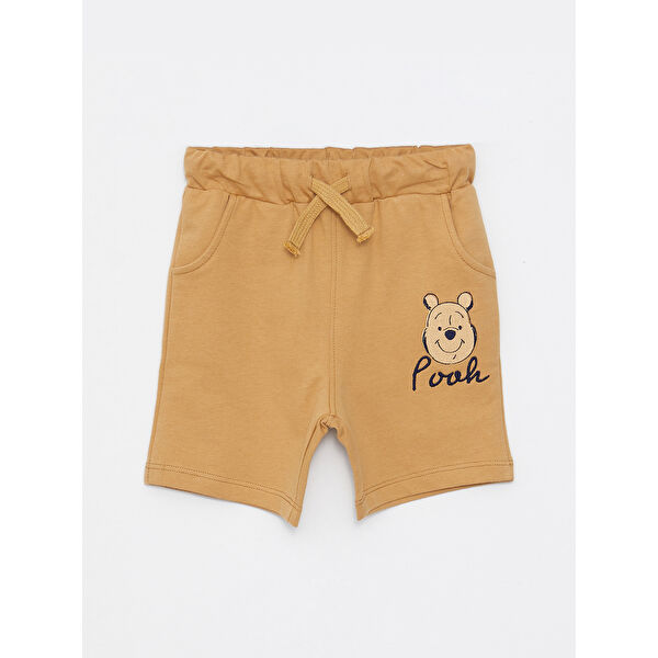 Beli Lastikli Winnie the Pooh Baskılı Erkek Bebek Şort Beli Lastikli Winnie the Pooh Baskılı Erkek Bebek Şort