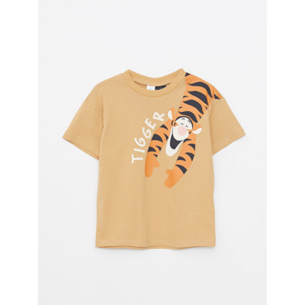 Bisiklet Yaka Kısa Kollu Tıgger Baskılı Pamuklu Erkek Bebek Tişört