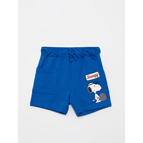 Beli Lastikli Snoopy Baskılı Pamuklu Erkek Bebek Şort Beli Lastikli Snoopy Baskılı Pamuklu Erkek Bebek Şort