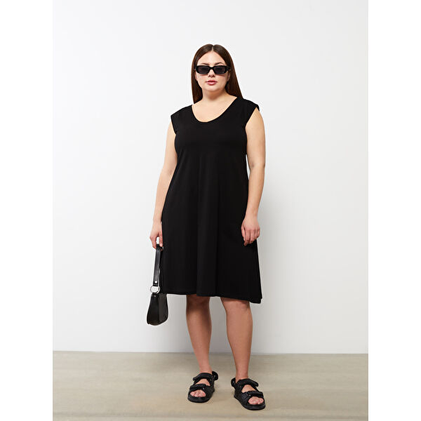 LCW CLASSIC U Yaka Düz Kısa Kollu A Kesim Pamuklu Kadın Elbise LCW CLASSIC U Yaka Düz Kısa Kollu A Kesim Pamuklu Kadın Elbise