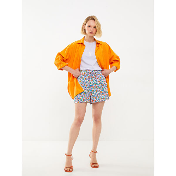 LCW CASUAL Beli Lastikli Rahat Kalıp Çiçekli Viskon Kadın Şort