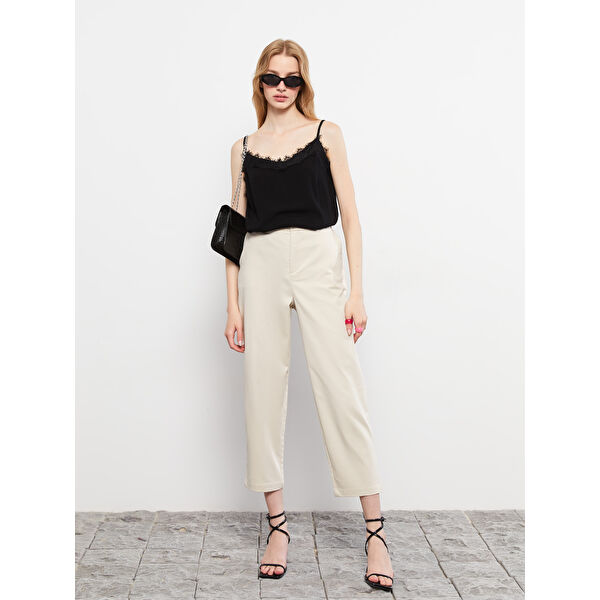 Standart Fit Düz Saten Kadın Pantolon Standart Fit Düz Saten Kadın Pantolon