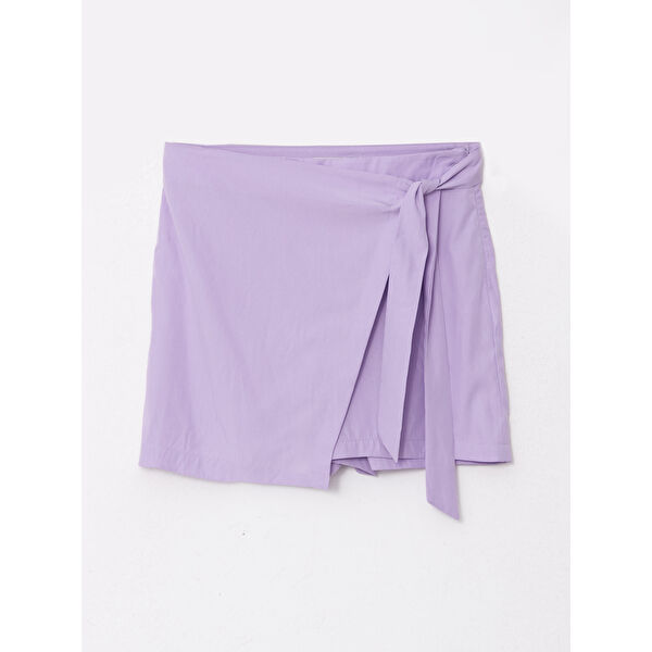 Beli Fermuarlı Düz Gabardin Kadın Şort Etek