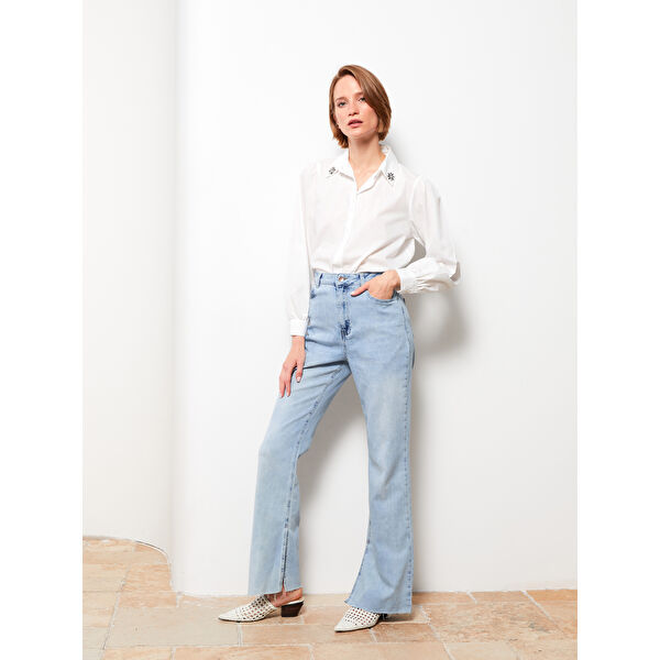 Skinny Fit Cep Detaylı Düz Kadın Rodeo Jean Pantolon