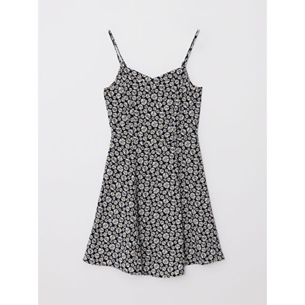 LCW CASUAL Kalp Yaka Çiçekli Askılı Viskon Kadın Elbise