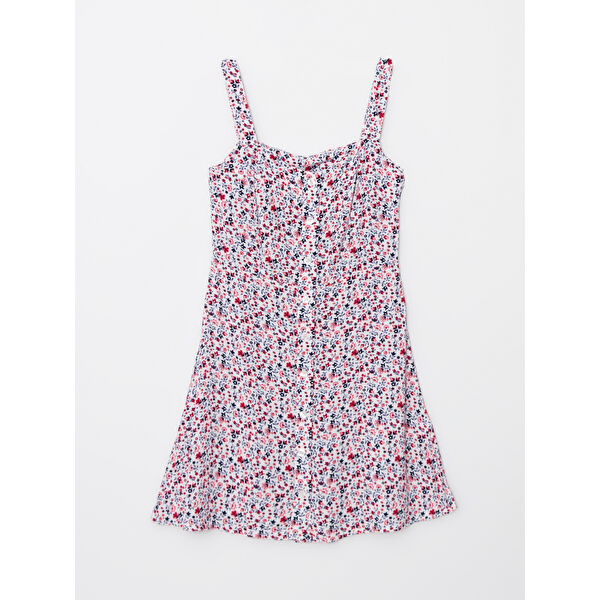 LCW CASUAL Kalp Yaka Çiçekli Askılı A Kesim Poplin Kadın Elbise LCW CASUAL Kalp Yaka Çiçekli Askılı A Kesim Poplin Kadın Elbise