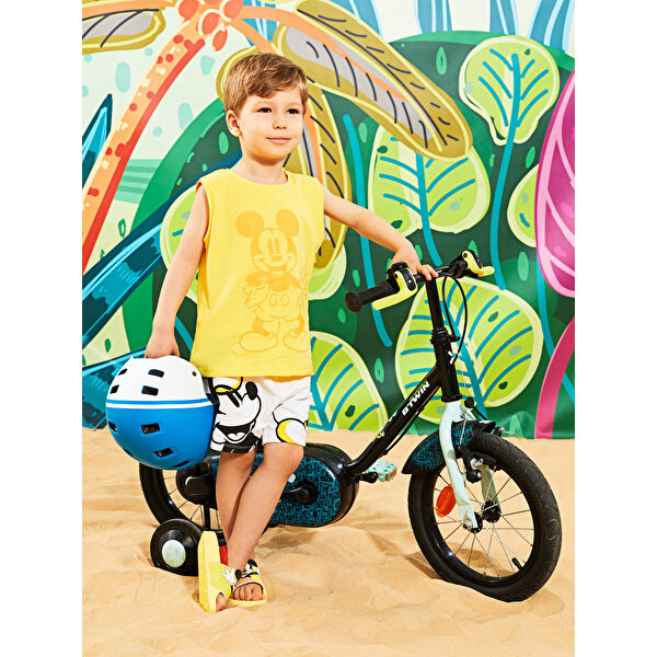 Bisiklet Yaka Mickey Mouse Baskılı Pamuklu Erkek Bebek Atlet