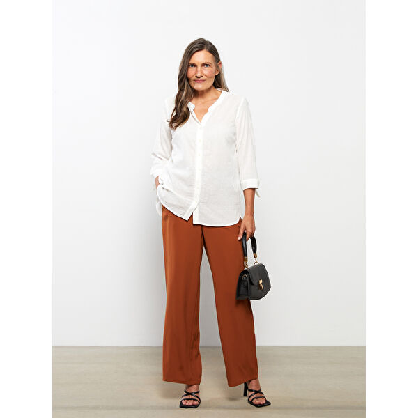 Kaçık Yaka Düz Kadın Gömlek