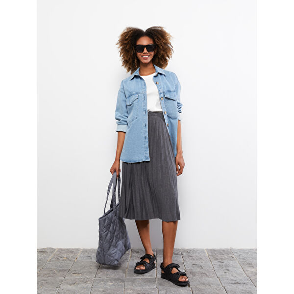 LCW CASUAL Beli Lastikli Kadın Pileli Etek