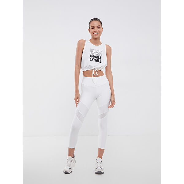 LCW ACTIVE Beli Lastikli Düz Kadın Tayt