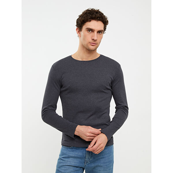 LCW BASIC Bisiklet Yaka Uzun Kollu Penye Erkek Tişört